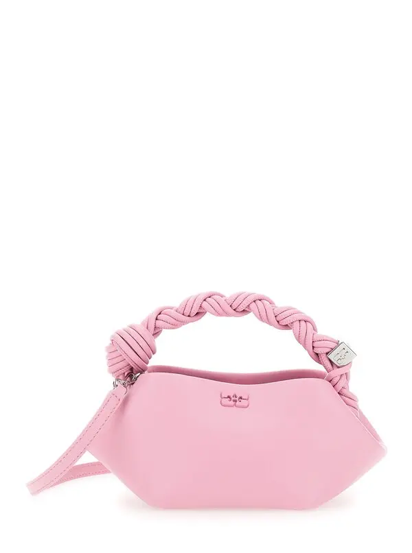 GANNI Pink Leather Blend Handbag With Butterfly Plaque - Multicolor