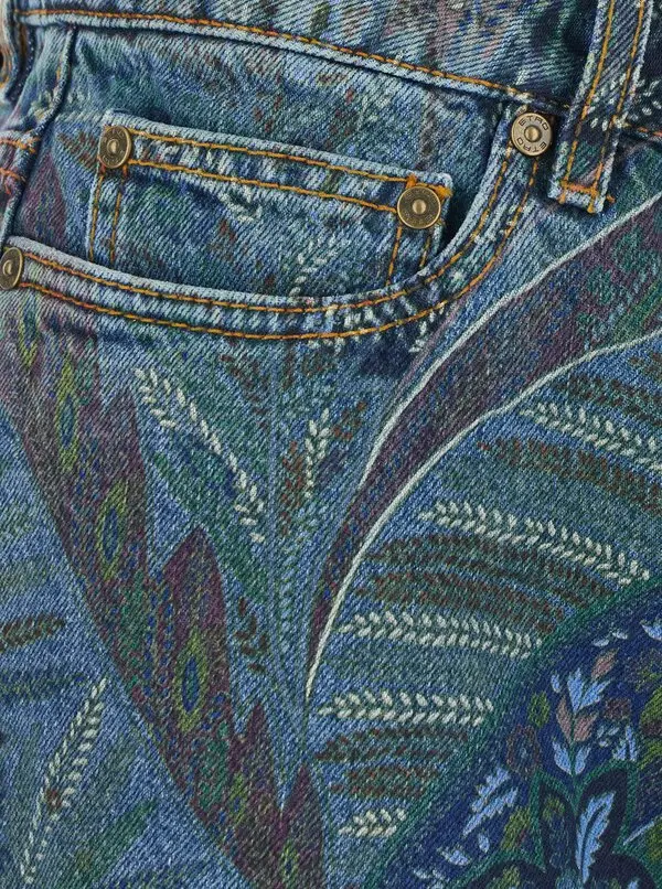 Etro Printed Denim Jeans - Multicolor