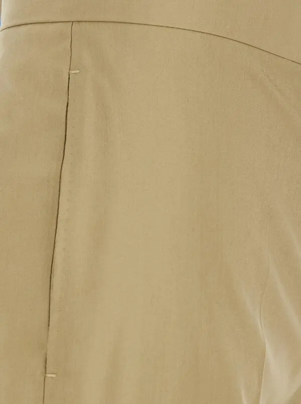 Max Mara Beige Wool And Silk Pants With Piped Pockets - Multicolor