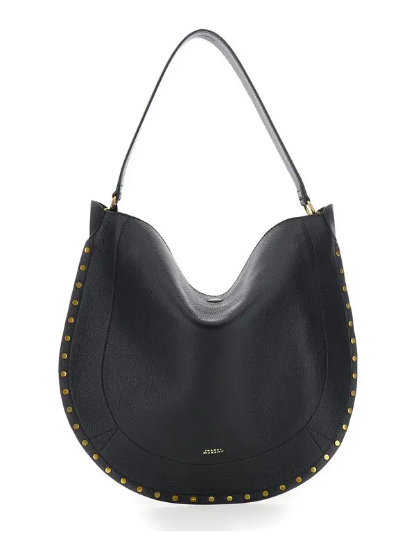 Isabel Marant Étoile Studded Leather Hobo Shoulder Bag - Black
