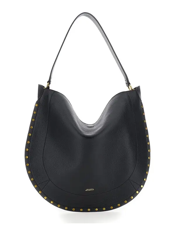 Isabel Marant Étoile Studded Leather Hobo Shoulder Bag - Black