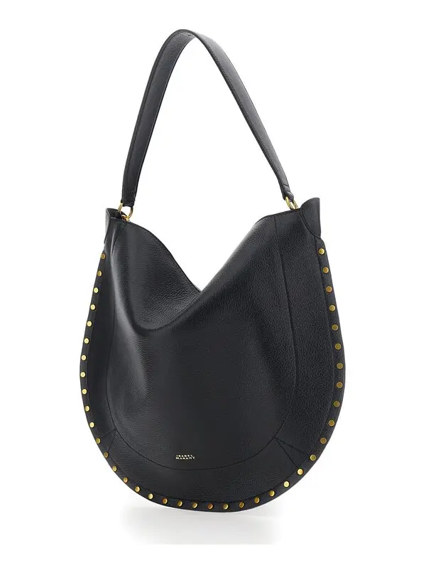 Isabel Marant Étoile Shoulder Bag 'oskan Hobo' With Studded Profile In Leather For - Black