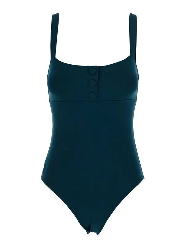 ERES Dahabiya Blue One-piece Swimsuit With Thin Straps And Neckline In Tech Fabric For - Multicolor