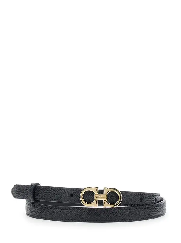 FERRAGAMO Gancini Buckle Belt In Grained Leather - Multicolor