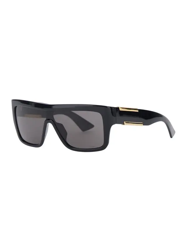 Bottega Veneta Aviator Sunglasses With Square Lenses And Gold Tone Metal Plates - Black