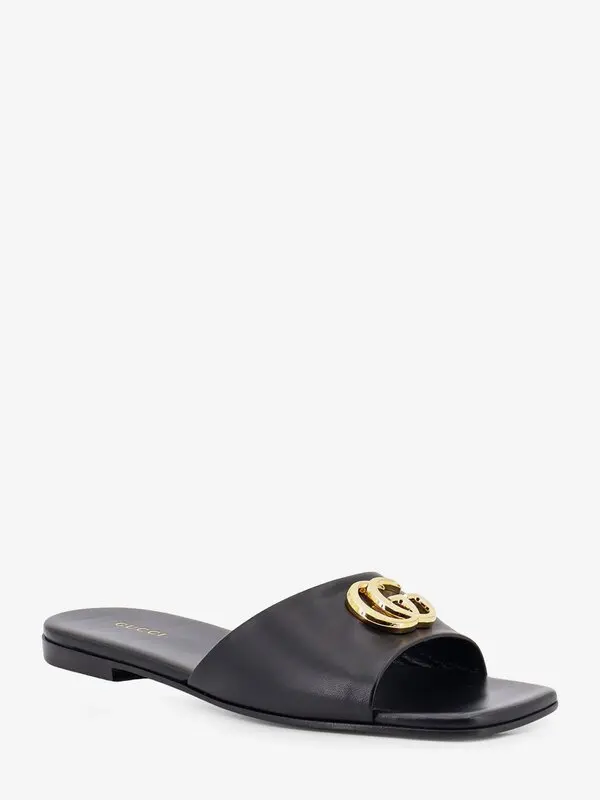 Gucci Slide Sandals With Metal Gg Logo