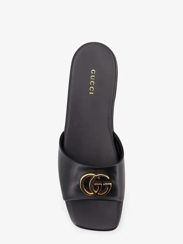 Gucci Slide Sandals With Metal Gg Logo