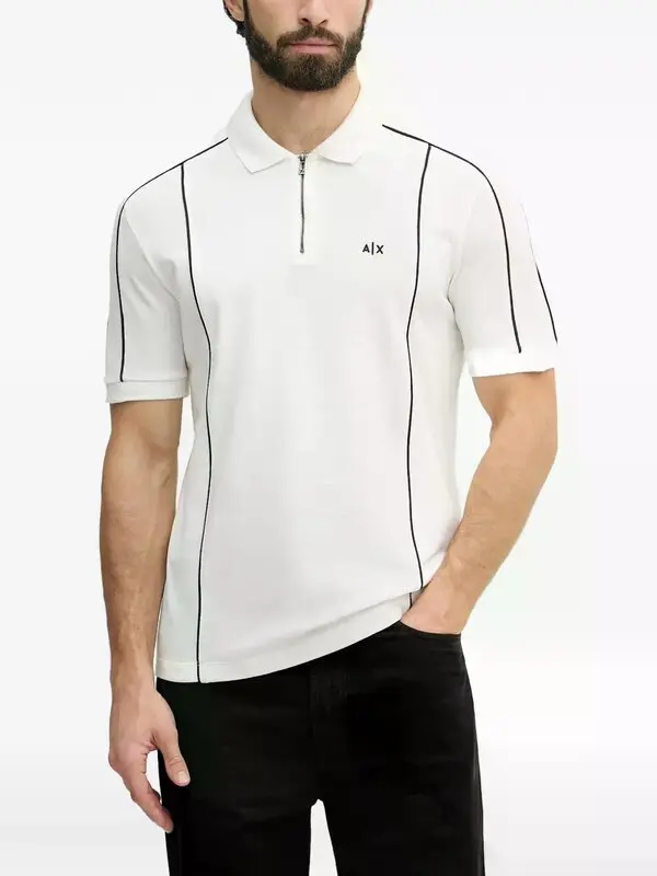 Armani Exchange Piped-trim Quarter-zip Polo Shirt