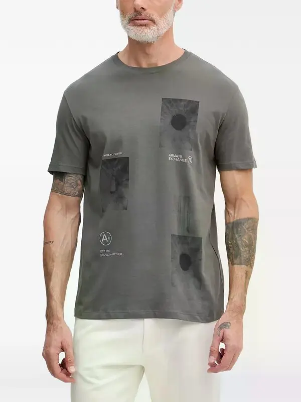 Armani Exchange Graphic-print Crew-neck T-shirt - Green