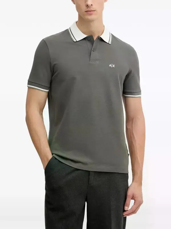 Armani Exchange Logo-embroidered Tipped Polo Shirt