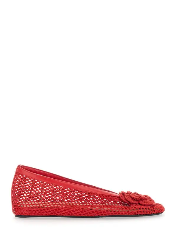 GANNI Jenny Ballet Flats With Mesh Design And Floral Detail - Multicolor