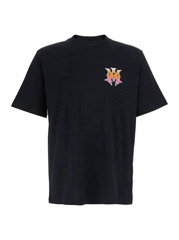 Amiri Black Crew Neck T-shirt With Print Detail On The Front And Maxi Print On The Back In Cotton For - Multicolor