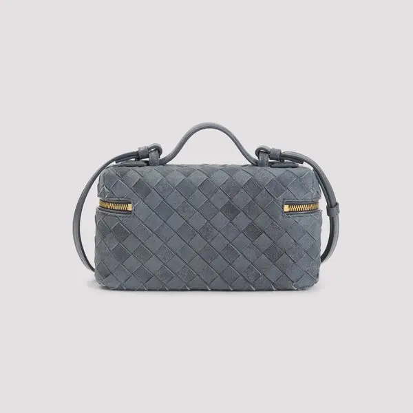 Bottega Veneta Bang Bang Intrecciato Suede Handbag - Blue