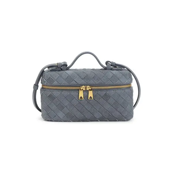 Bottega Veneta Bang Bang Intrecciato Suede Handbag - Blue