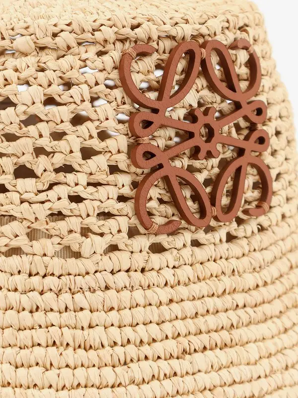 Loewe Raffia And Leather Bucket Hat