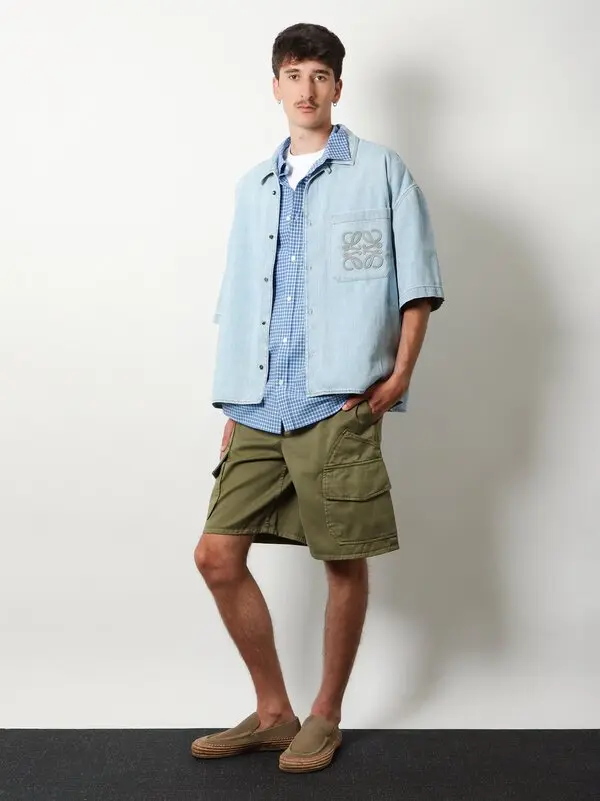 Loewe Cotton Cargo Bermuda Shorts - Green