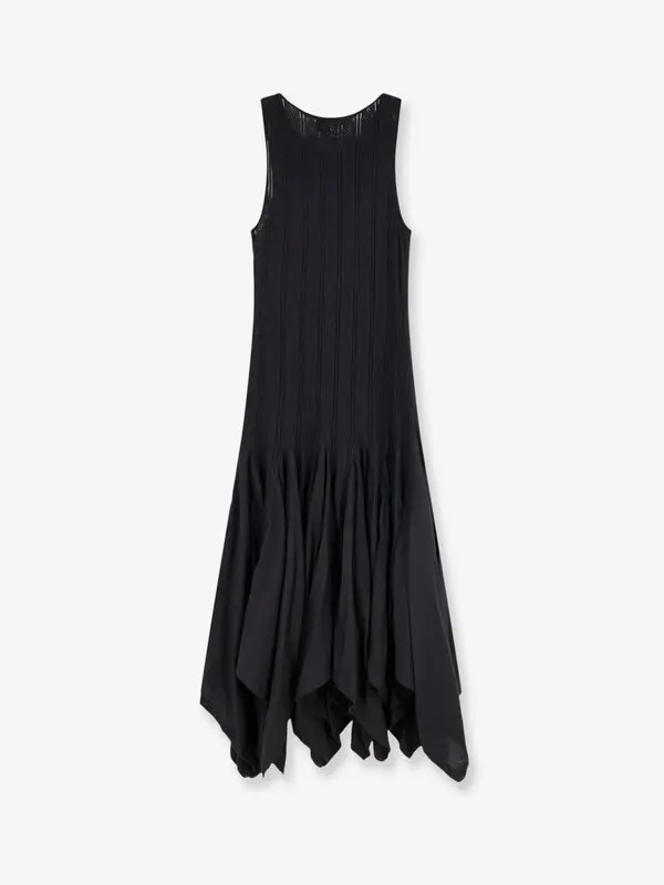 Loewe Embroidered Cotton Long Dress - Black