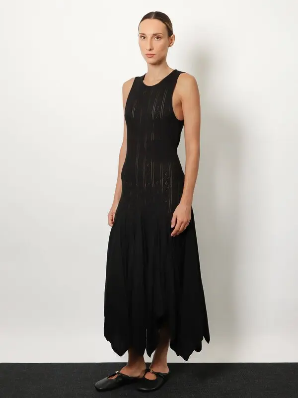 Loewe Embroidered Cotton Long Dress - Black