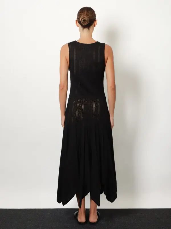 Loewe Embroidered Cotton Long Dress - Black