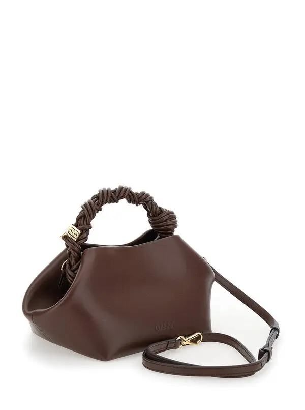 GANNI Small Leather Handbag With Braided Detail - Multicolor