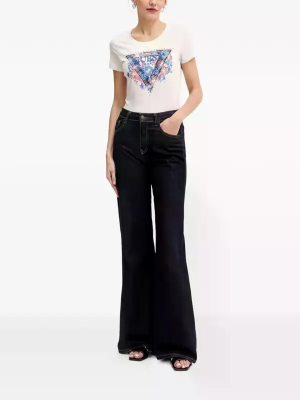 Guess Embellished Floral Print T-shirt - Neutrals