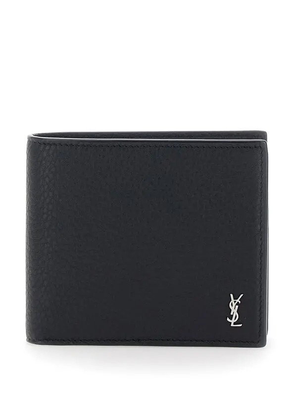Saint Laurent Wallet 'grainy Leather' Black With Zip Closure In Leather For - Multicolor