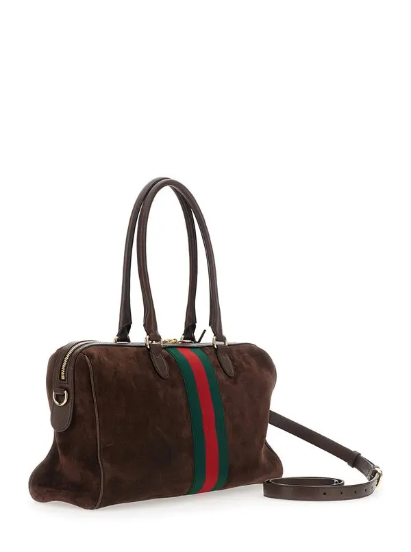 Gucci Suede Shoulder Bag With Horsebit Detail - Multicolor