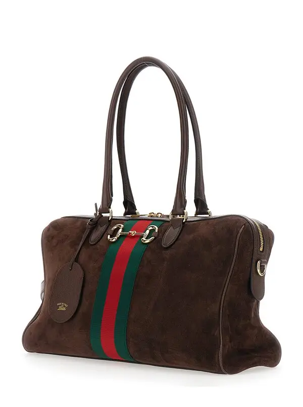 Gucci Suede Shoulder Bag With Horsebit Detail - Multicolor