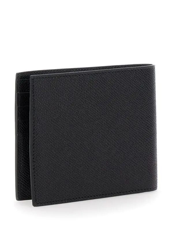 FERRAGAMO Bi-fold Wallet 'micro Gancini' With Grained Leather Logo - Black