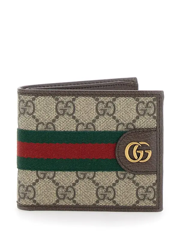 Gucci Wallet 'ophidia' With Gg Logo And Web Motif In Gg Canvas Beige - Multicolor