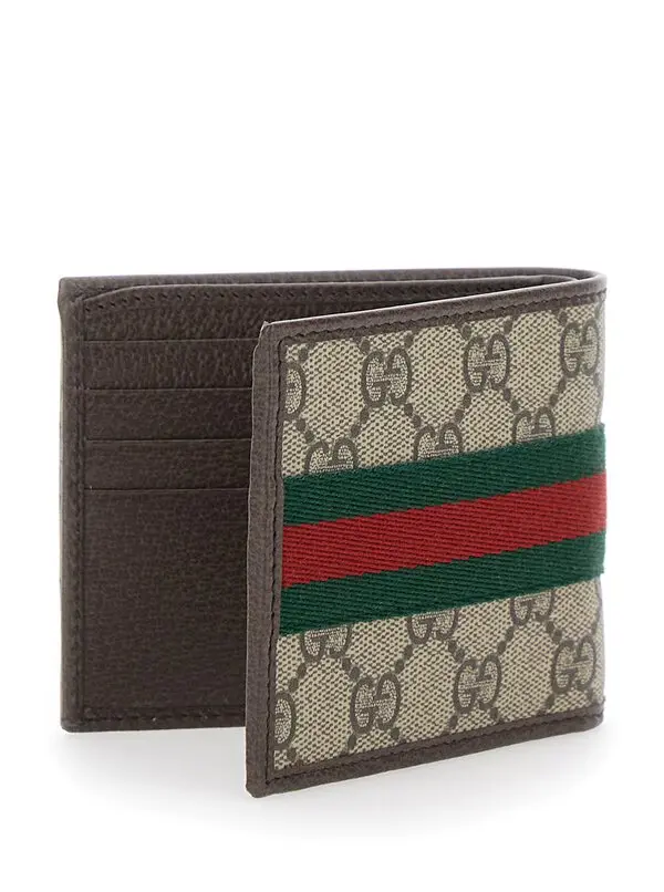 Gucci Wallet 'ophidia' With Gg Logo And Web Motif In Gg Canvas Beige - Multicolor