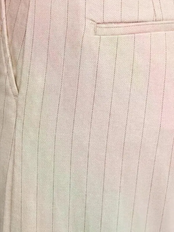 BENETTON Striped Wide Leg Pleated Trousers - Neutrals