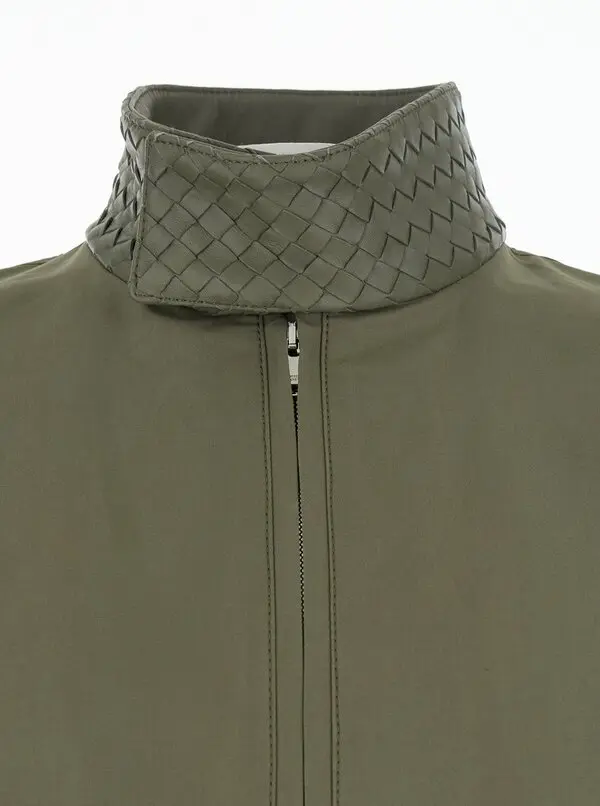 Bottega Veneta Cotton Bomber Jacket With Intreccio Collar - Multicolor