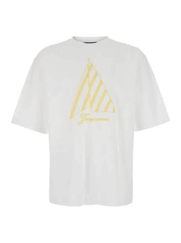 Jacquemus The 'voilier' White T-shirt With Sailboat Embroidery And Logo Lettering On The Front In Cotton For - Multicolor
