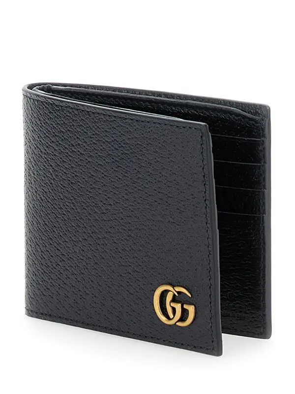 Gucci Bi-fold Wallet With 'gg Marmont' Logo In Grained Black Leather For - Multicolor