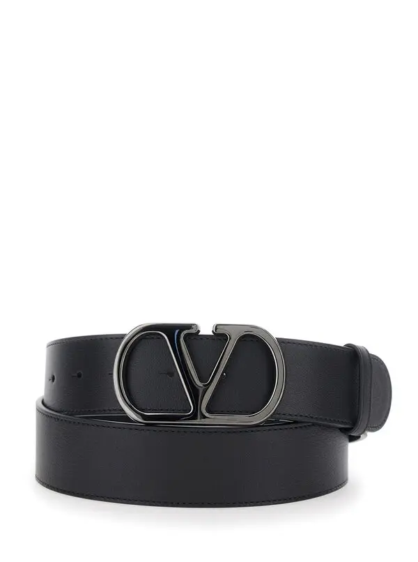Valentino Garavani Leather Belt With Vlogo Plaque - Multicolor