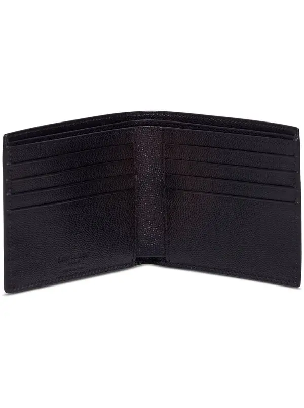 Saint Laurent Black Leather Bifold Wallet With Logo For