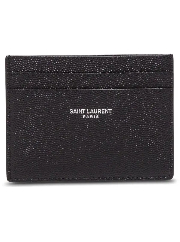 Saint Laurent Card Holder With Logo Embossed In Black Leather For - Multicolor