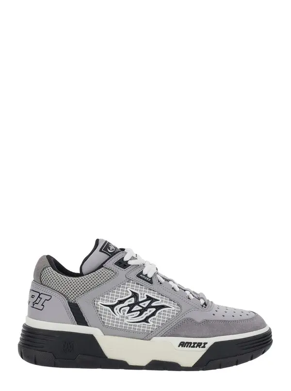 Amiri Gray Leather Sneakers With Contrast Details And Rubber Sole - Multicolor