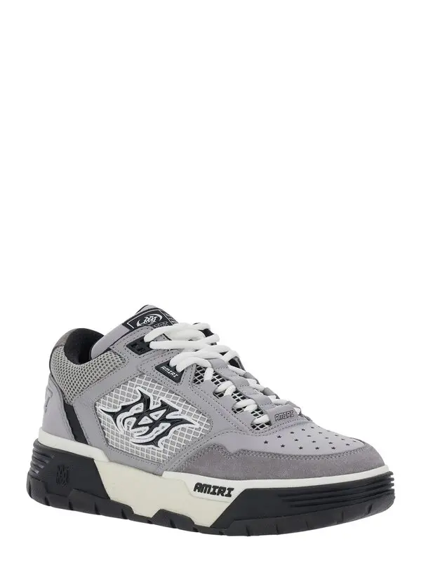 Amiri Gray Leather Sneakers With Contrast Details And Rubber Sole