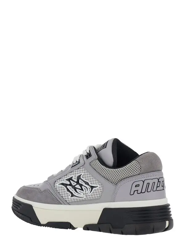 Amiri Gray Leather Sneakers With Contrast Details And Rubber Sole