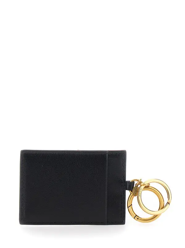 Valentino Garavani Brown Keychain With Ring Closure And Rectangular Design With Vlogo On The Front In Leather For