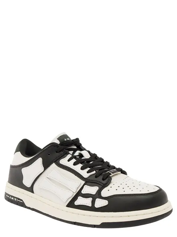 Amiri Skel Top Low Leather Sneakers With Skeleton Appliqu - Multicolor