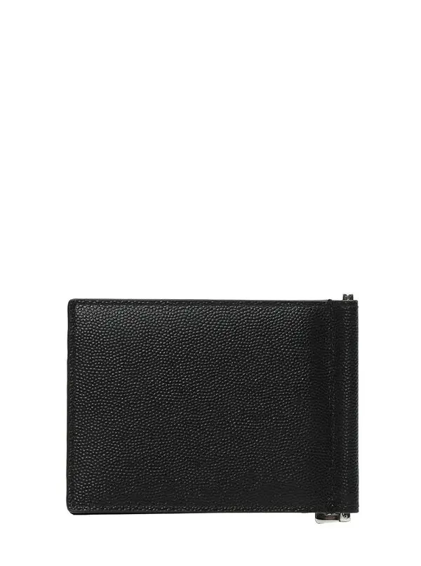 Saint Laurent Wallet With Logo On The Front In Black Leather For