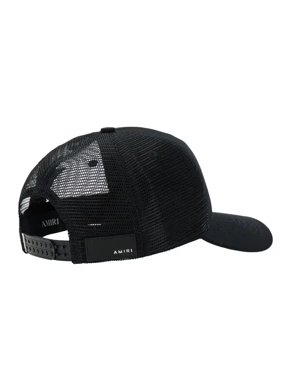 Amiri Black Cotton Trucker Hat With Logo Detail