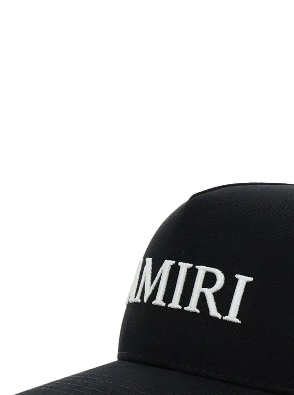 Amiri Black Cotton Trucker Hat With Logo Detail