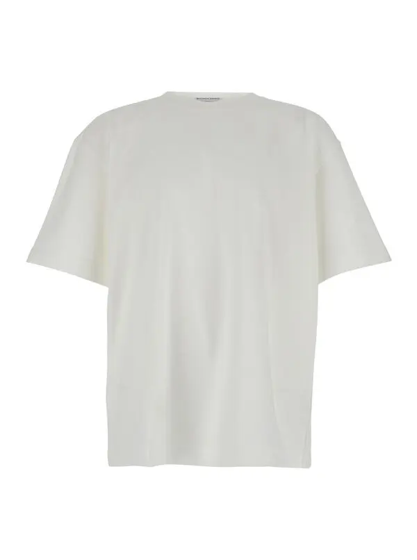 Bottega Veneta Crew Neck T-shirt With Embroidery On The Front In Cotton For - White
