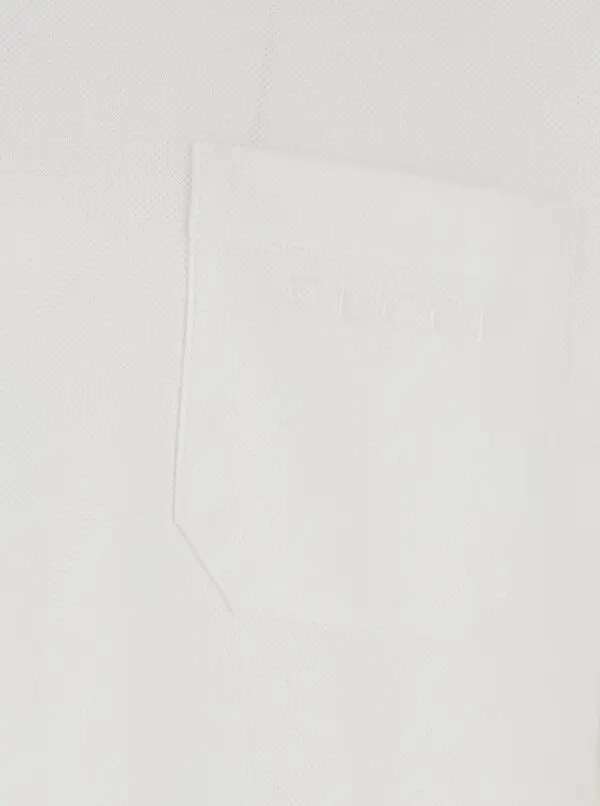 Gucci Polo Shirt With Web Detail On Collar And Sleeves And Tone-on-tone Logo Lettering On The Front In Cotton For