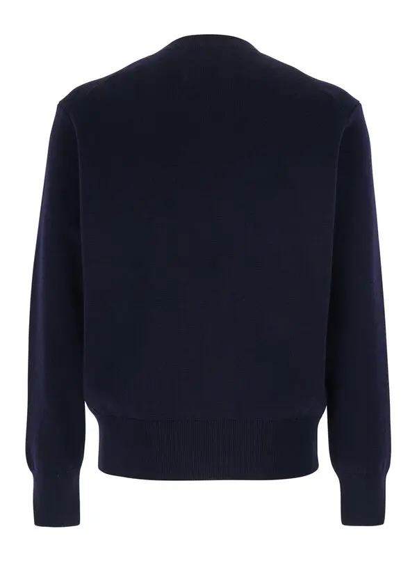 AMI Paris Crewneck Sweater With Red Heart Embroidery - Multicolor