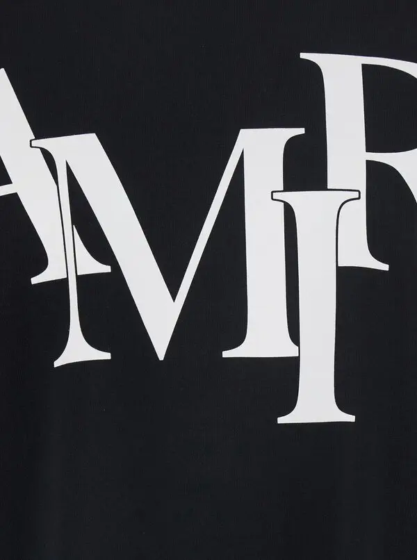 Amiri Black Crew Neck T-shirt With Maxi Logo Lettering On The Front In Cotton For - Multicolor